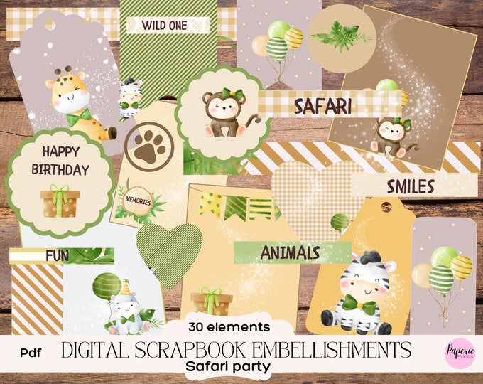 Printable Safari Phrases 36 Piece Set 1, Word Embellishments for Junk ...