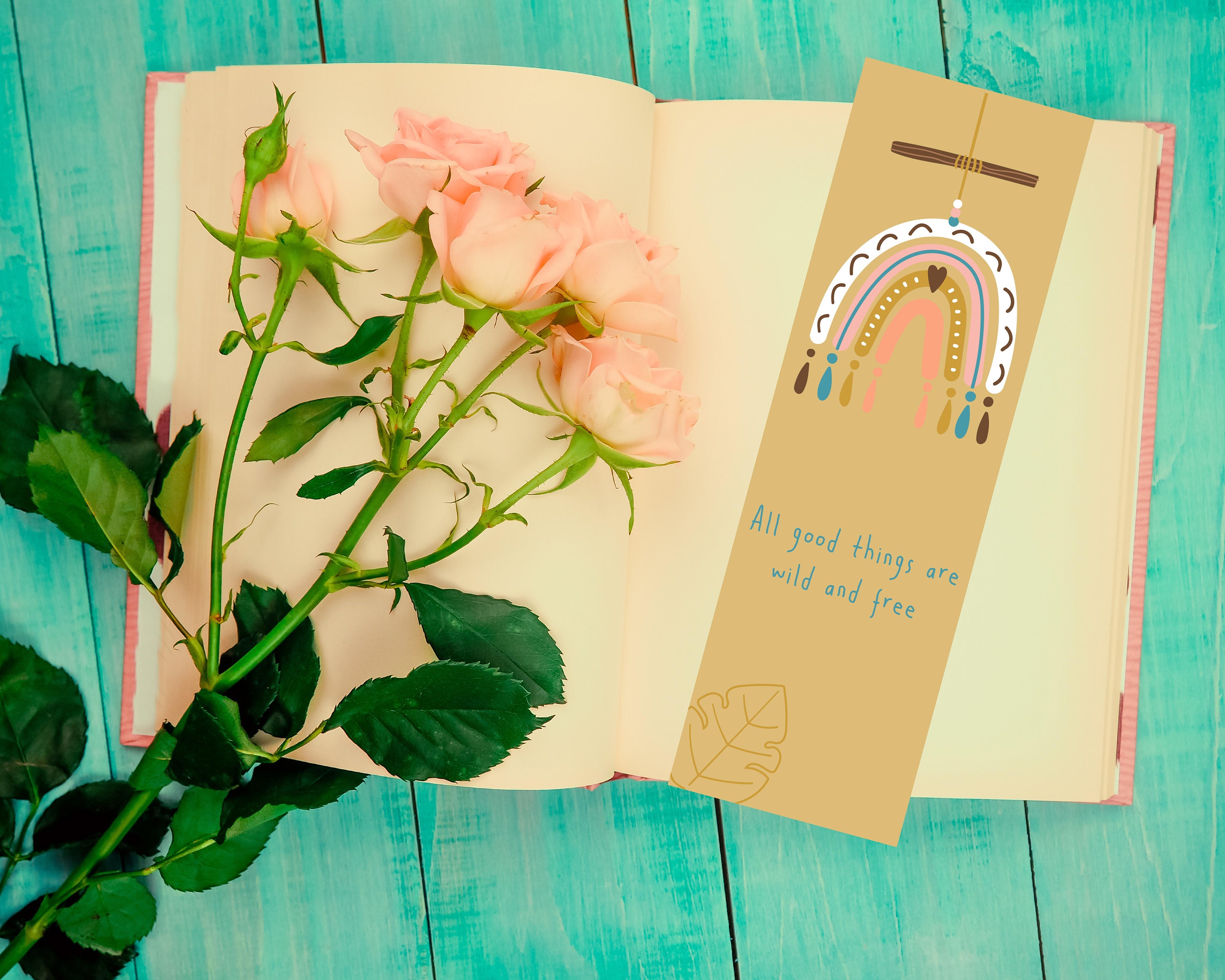 Printable Boho Bookmarks Set of 4 Inspirational Boho Bookmarks Book ...