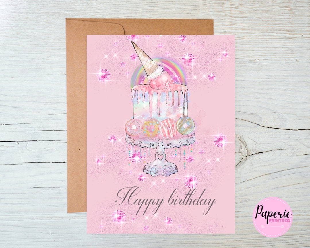 Cute Birthday Card for Girl, Printable Birthday Card for Kids, Happy ...