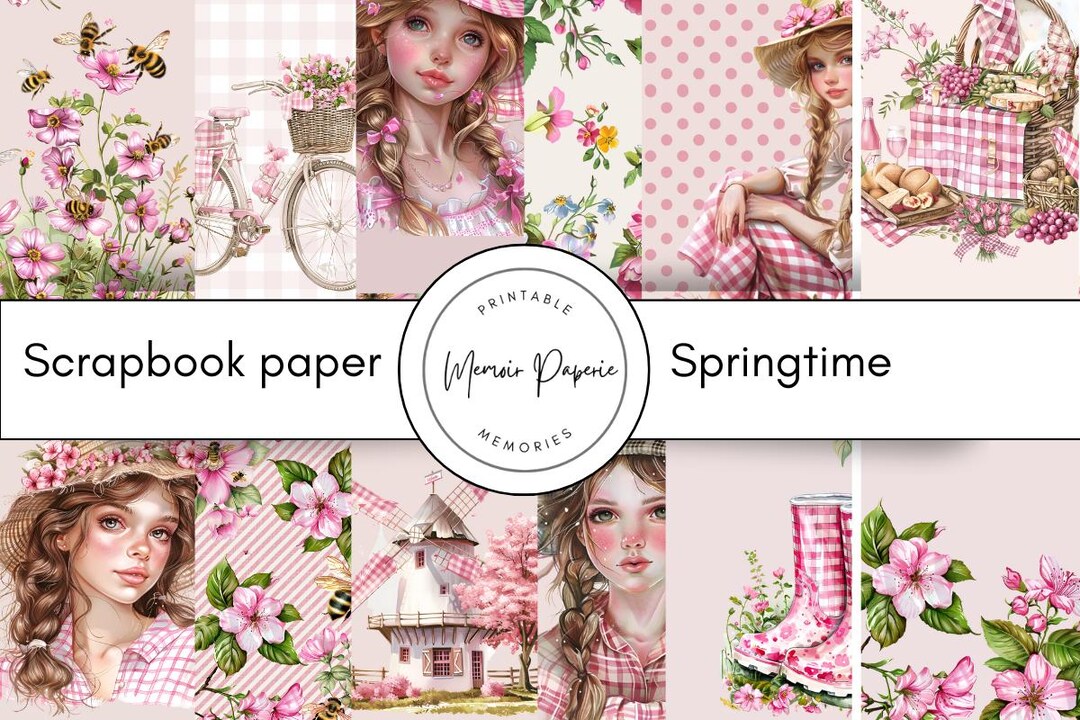 Spring Flowers Digital Scrapbook Paper Set 12x12 (digital Download - Etsy