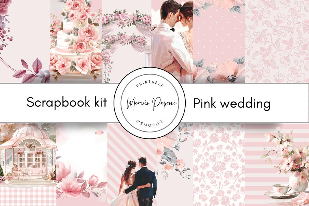 Shabby Chic Pink Wedding Scrapbook Kit Printable, Shabby Chic Wedding ...