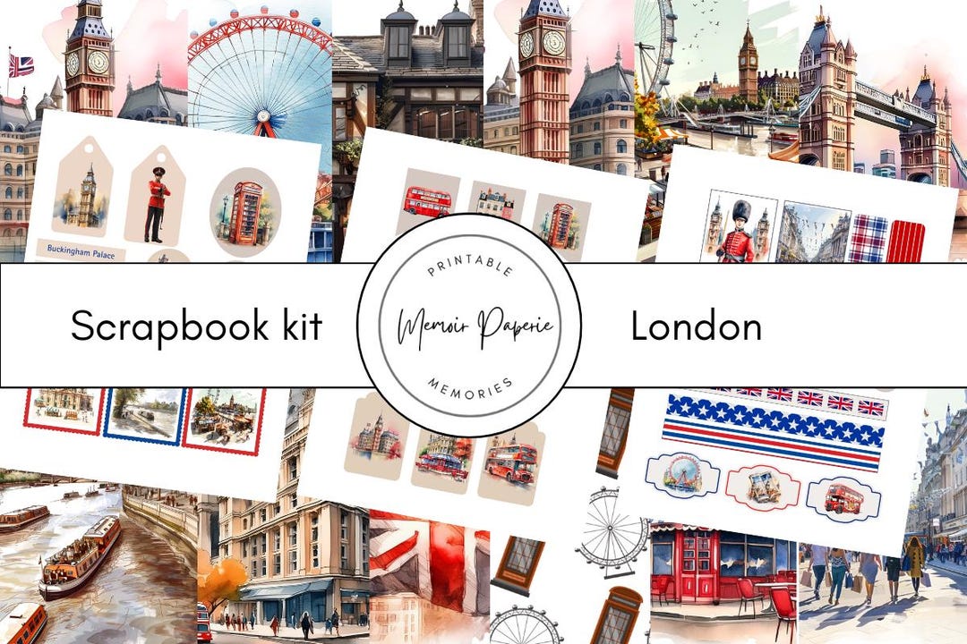London Scrapbook Kit: Digital Paper & Embellishments (digital Download ...