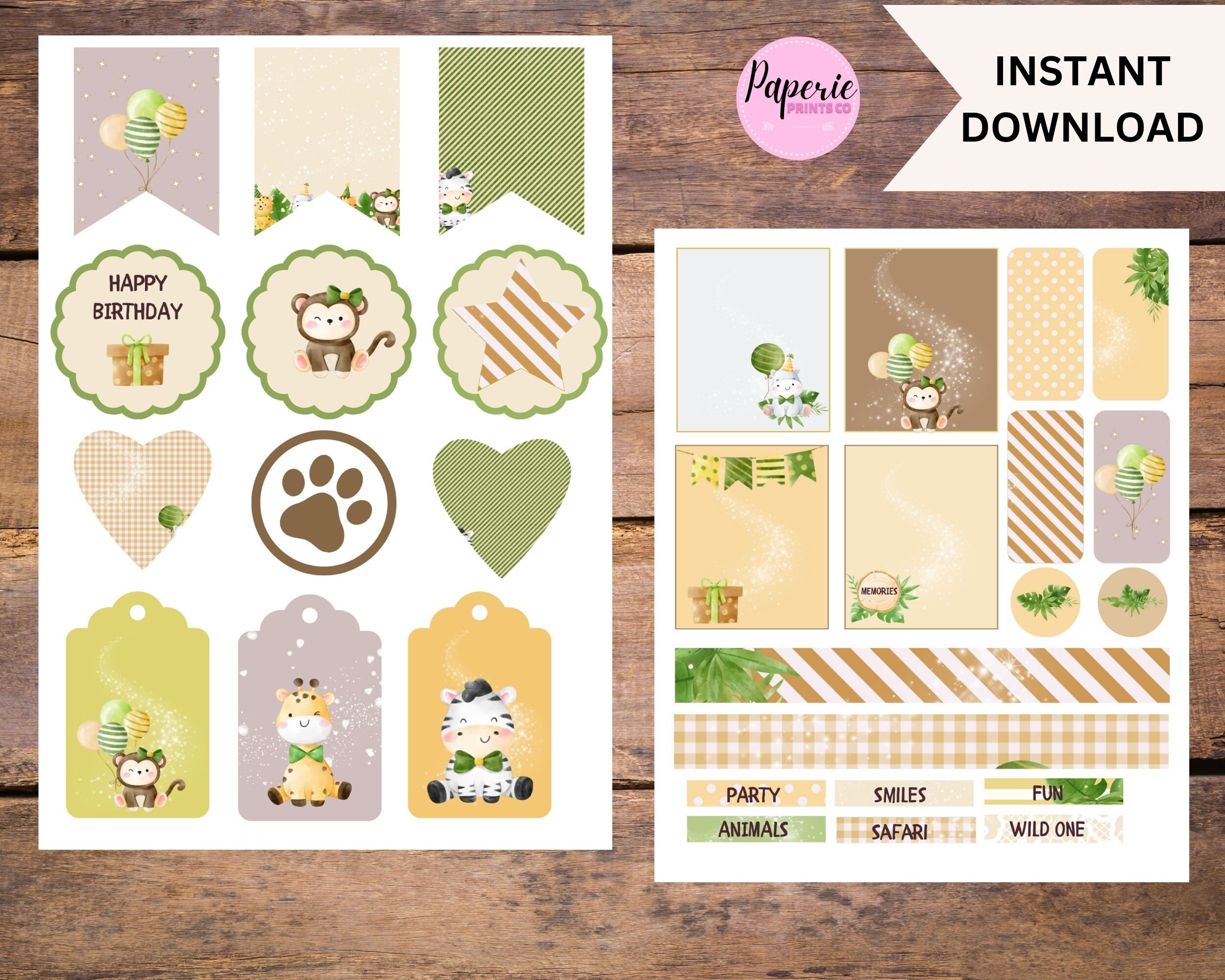 Safari Animal Party Scrapbook Kit Safari Scrapbook Kit Digital - Etsy