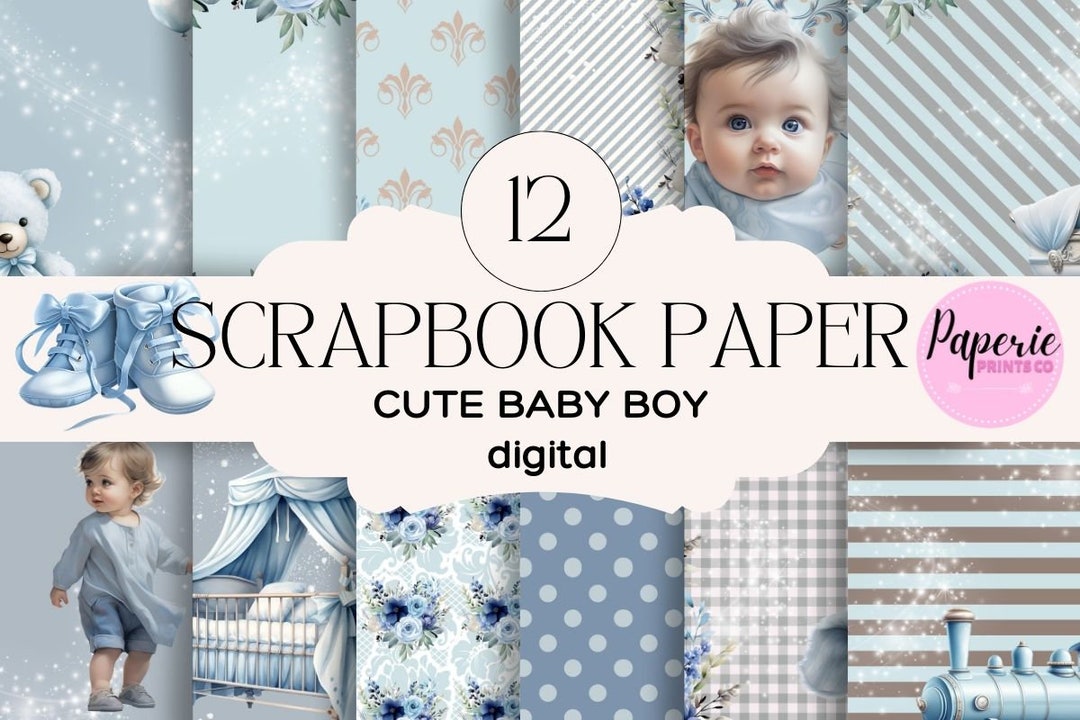 Baby Boy Scrapbook Paper Printable Baby Boy Digital Paper Baby Boy ...