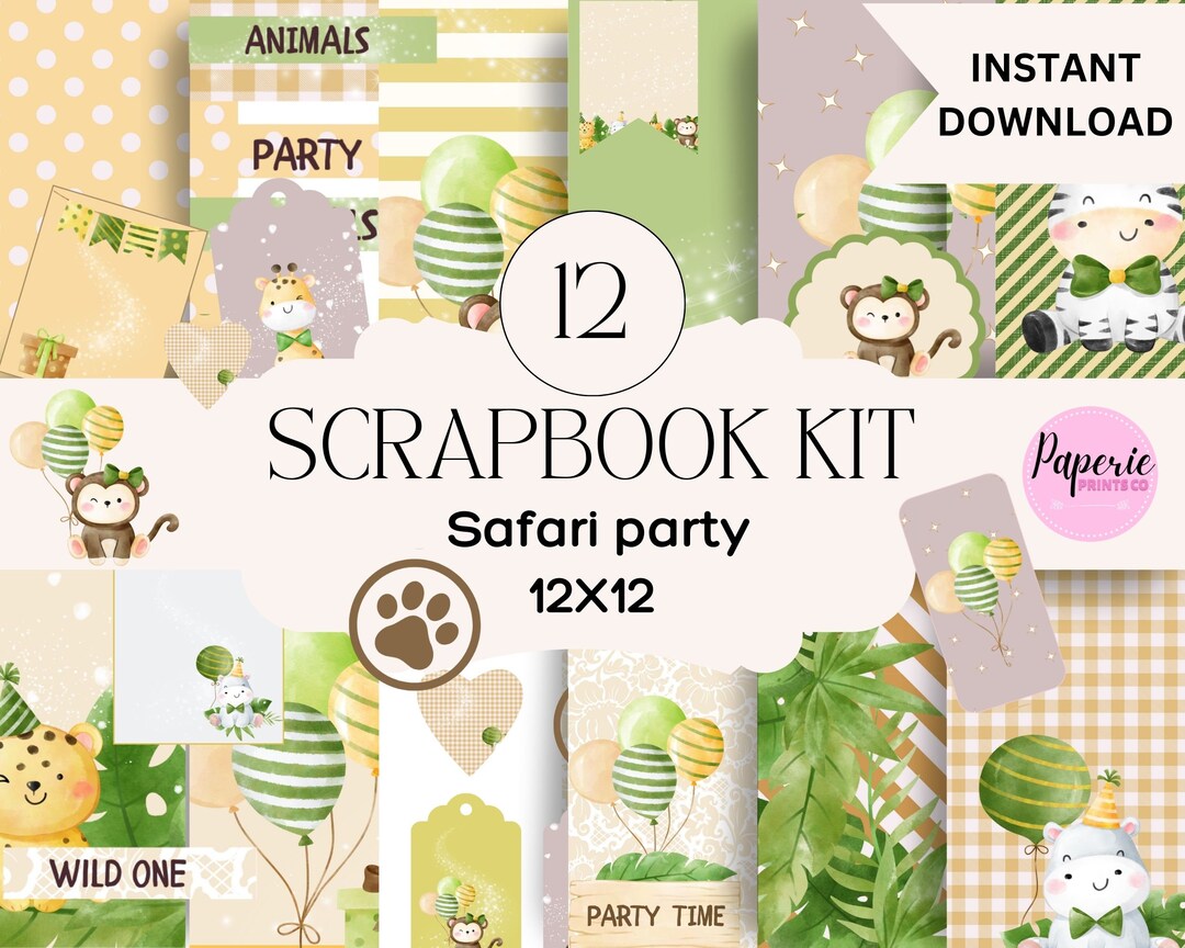 Safari Animal Party Scrapbook Kit Safari Scrapbook Kit Digital Safari ...