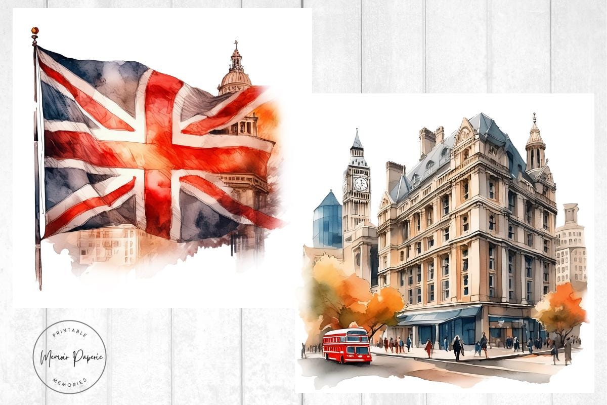London Scrapbook Kit: Digital Paper & Embellishments (digital Download ...