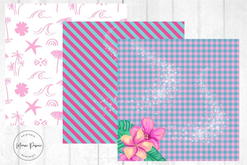 Fun in the Sun Scrapbook Paper Printable Beach Scrapbook Paper Digital ...