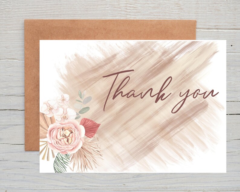 Floral Boho Thank You Card Printable Boho Thank You Greeting - Etsy Ireland
