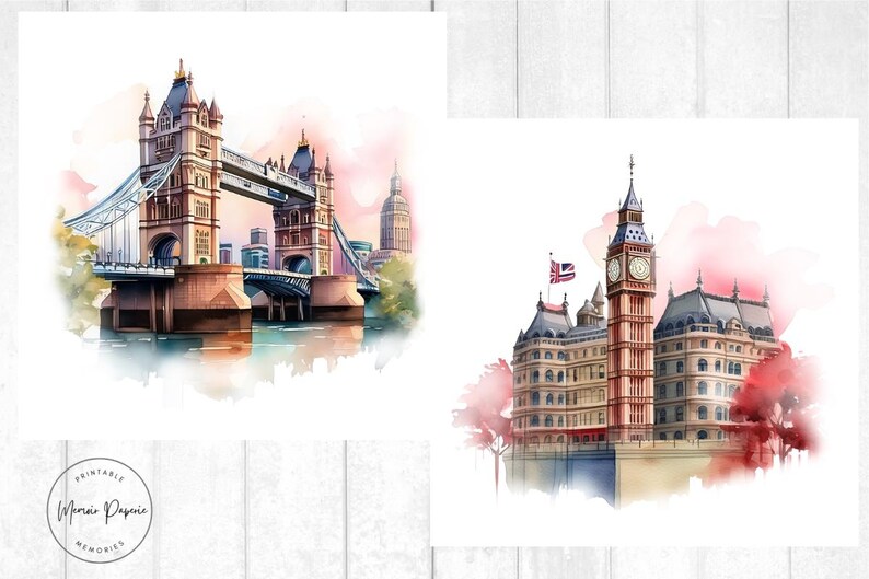 London Scrapbook Kit: Digital Paper & Embellishments (digital Download ...