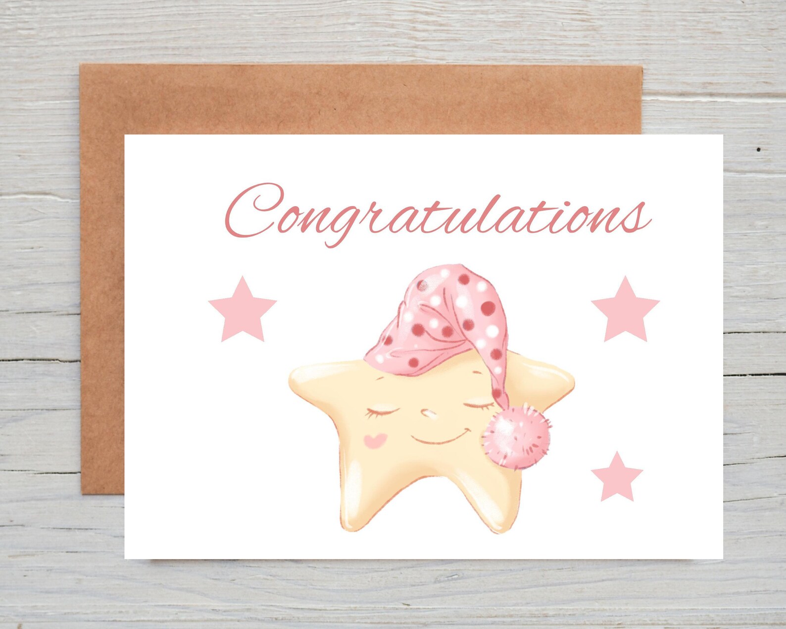 Cute Moon New Baby Girl Card Congratulations New Baby Girl - Etsy New ...
