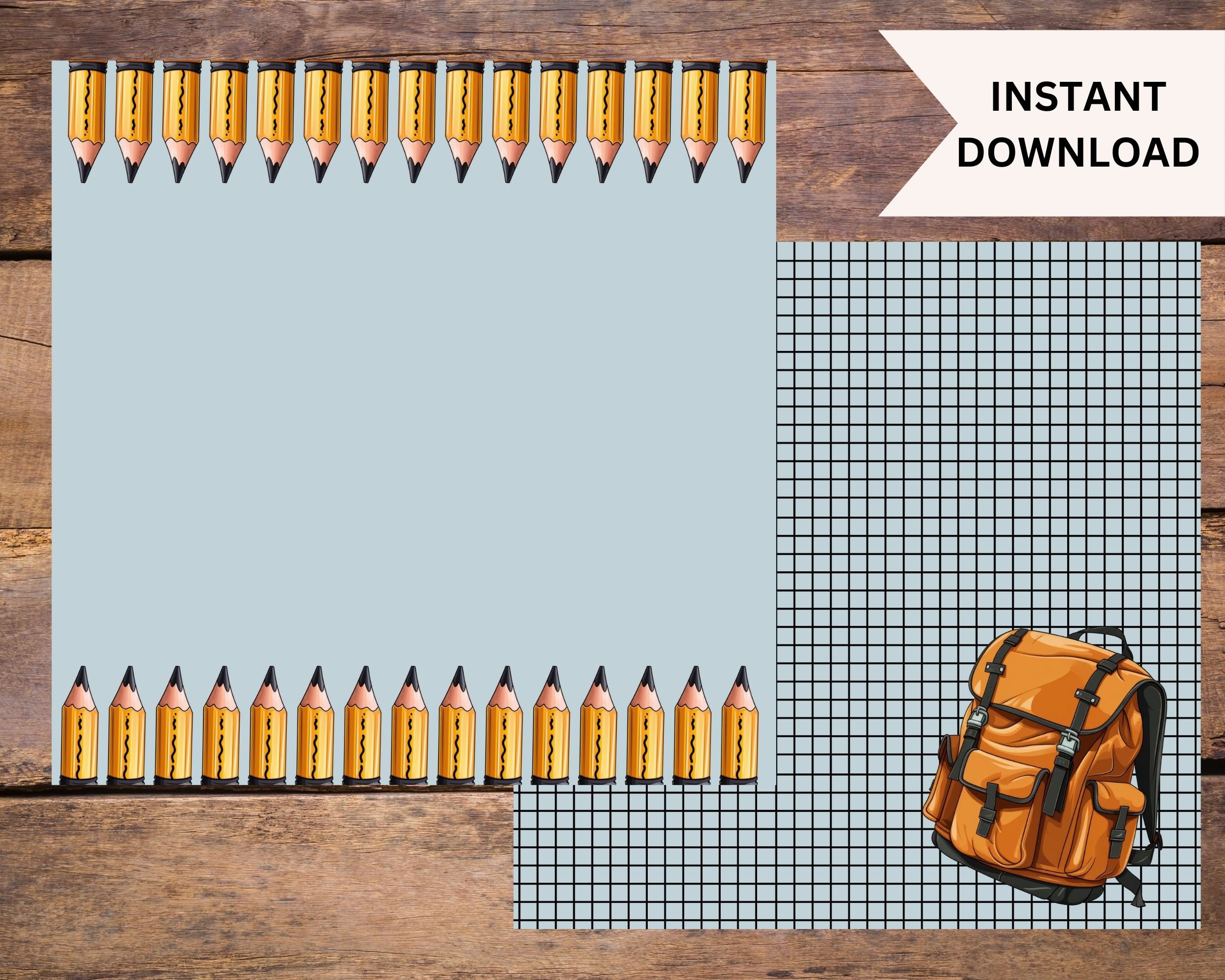 School Scrapbook Paper Kit Digital Back to School Scrapbook Kit ...