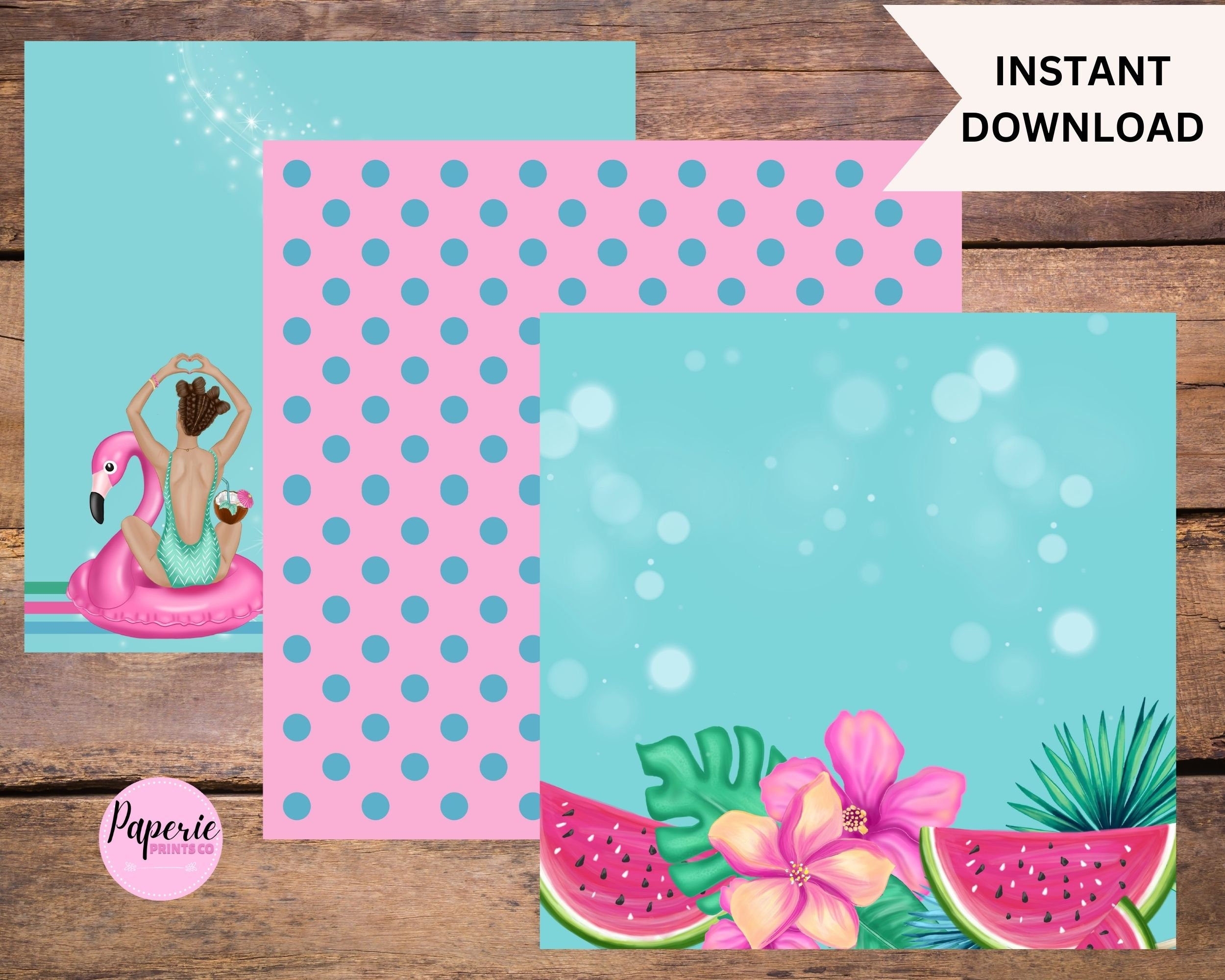 Fun in the Sun Scrapbook Paper Printable Beach Scrapbook Paper Digital ...