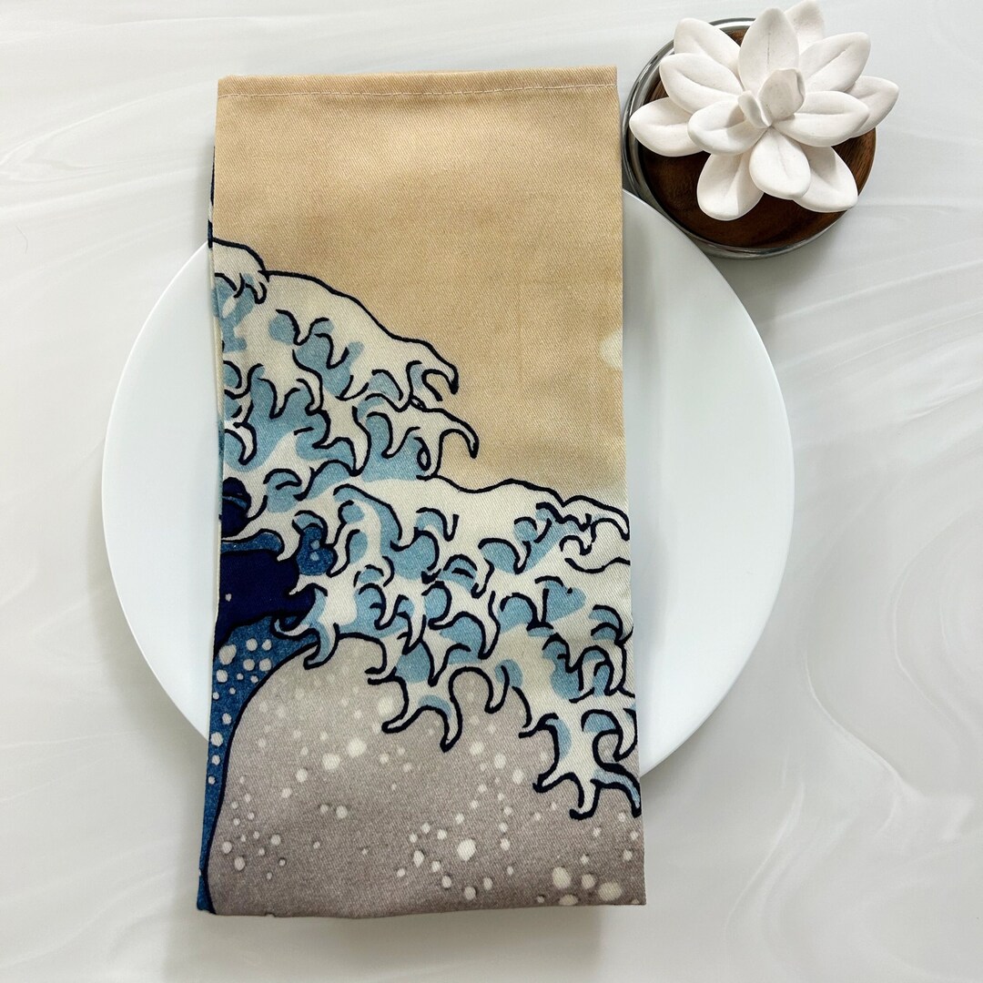 TEA TOWEL Great Wave Design Cotton - Etsy