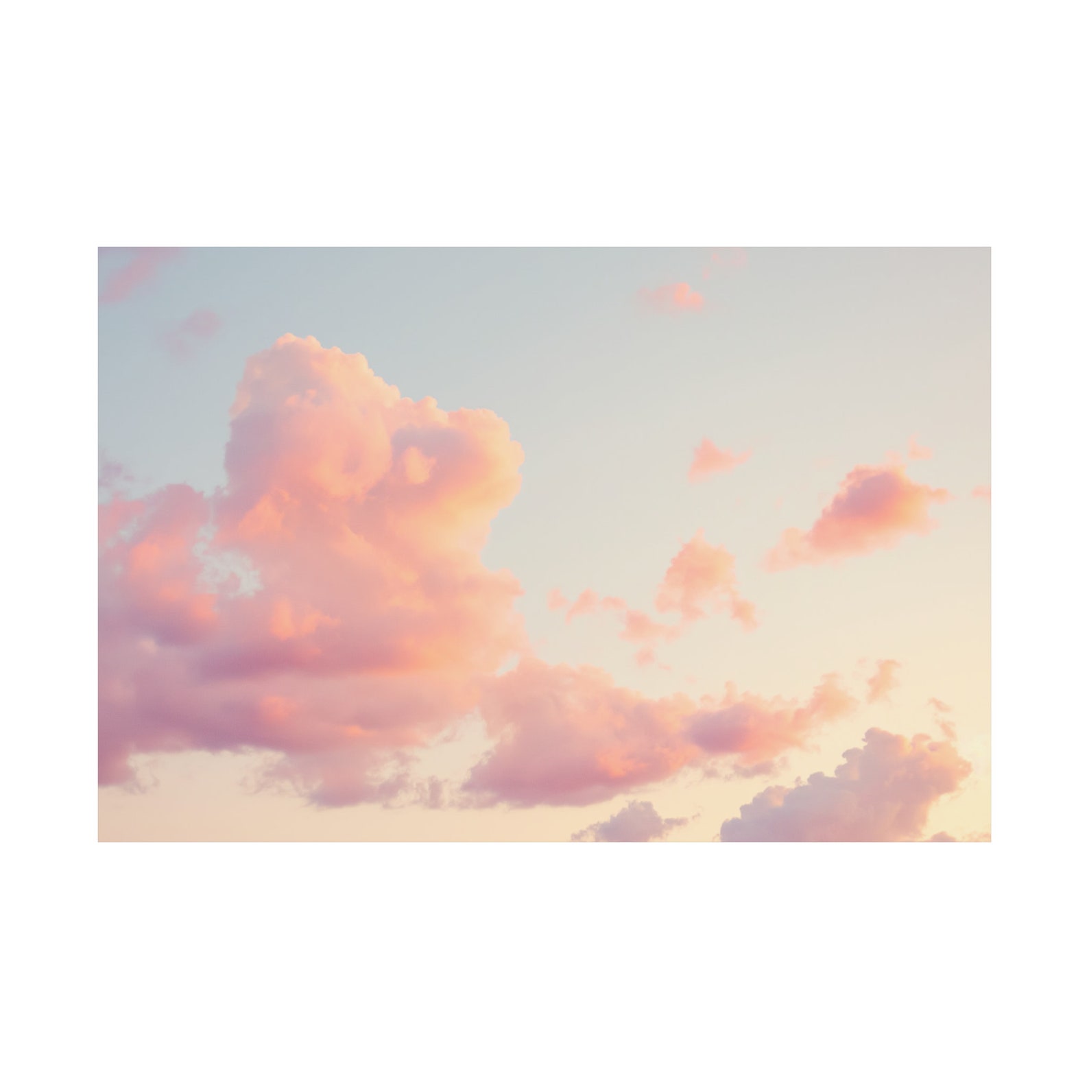 Pastel Sunset Sky Poster, Pastel Sky Wall Print, Pink Wall Art ...