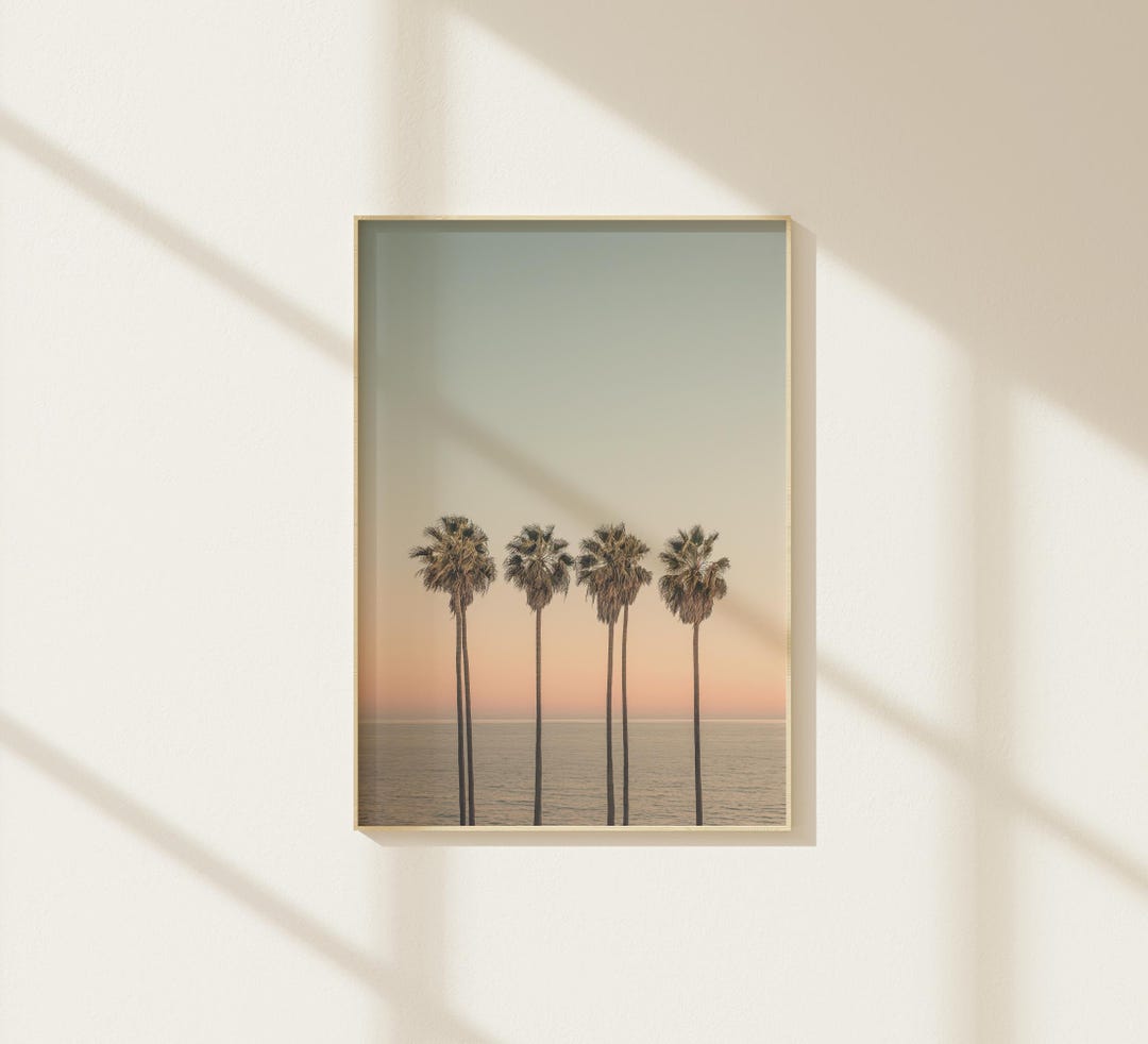 Minimal Palm Tree Poster, Sunset Beach Poster, Palm Tree Wall Art ...