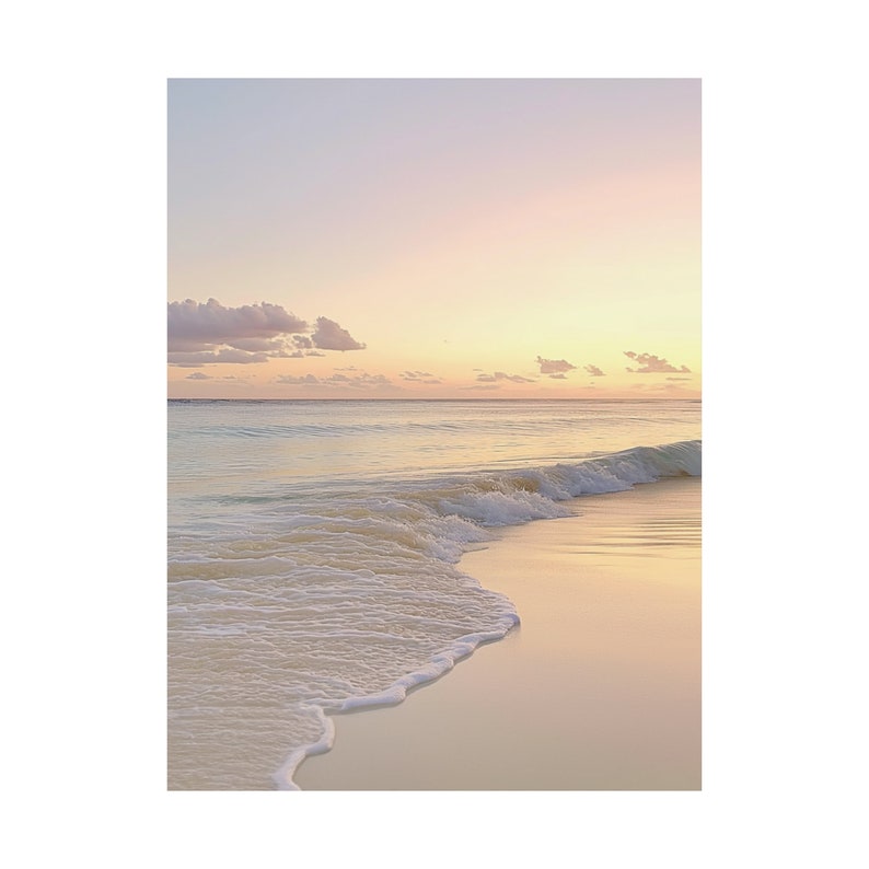 Sunset Pastel Beach Poster, Sunset Beach Wall Art, Beach House Room ...