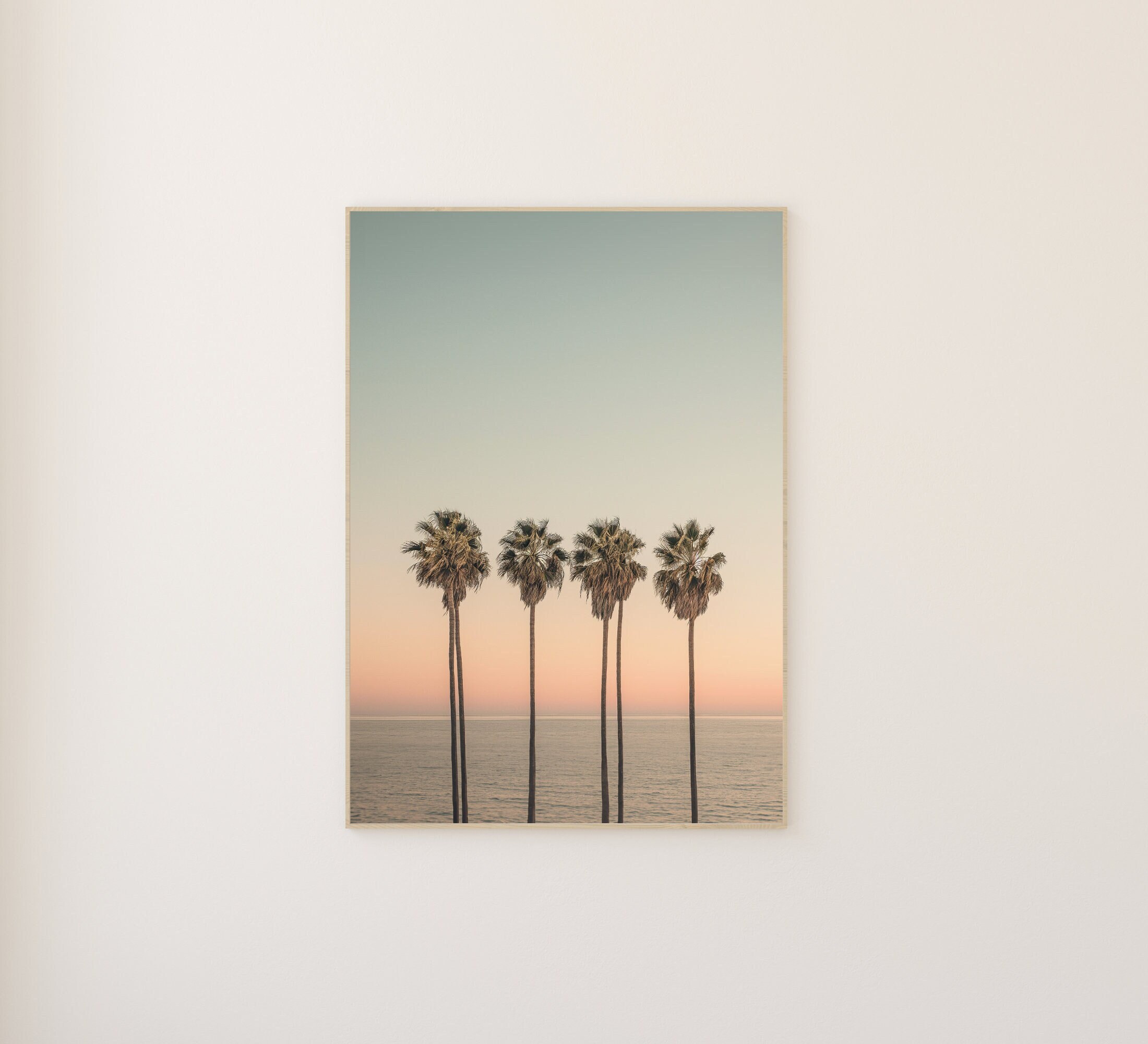 Minimal Palm Tree Poster, Sunset Beach Poster, Palm Tree Wall Art ...