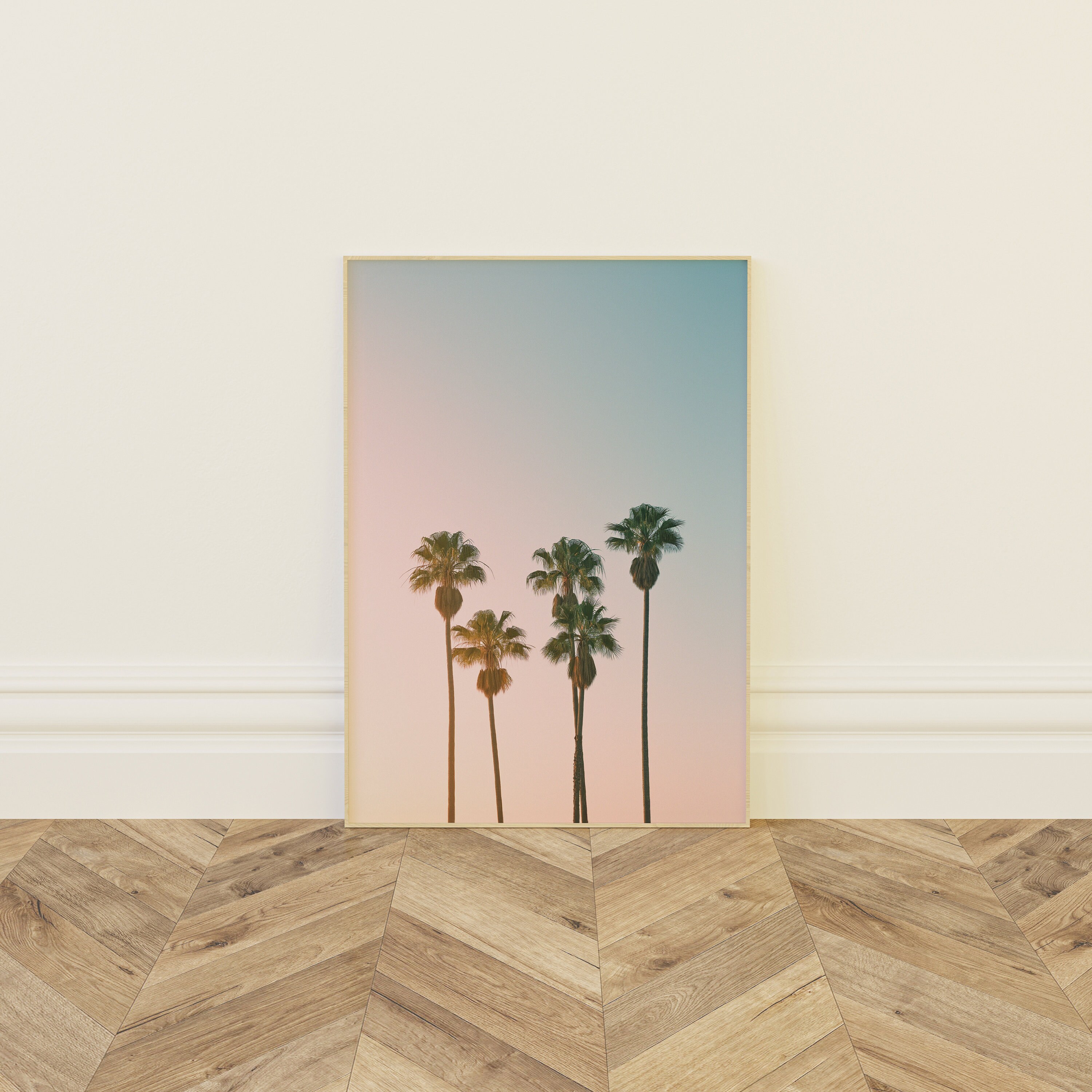 Minimal Palm Trees Poster, Palm Tree Wall Art, Sunset Aesthetic Art ...