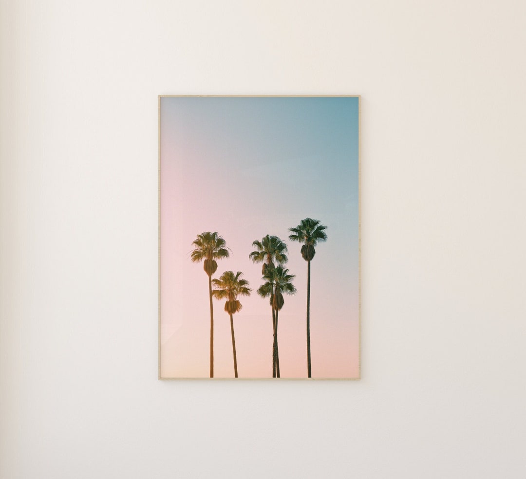Minimal Palm Trees Poster, Palm Tree Wall Art, Sunset Aesthetic Art ...