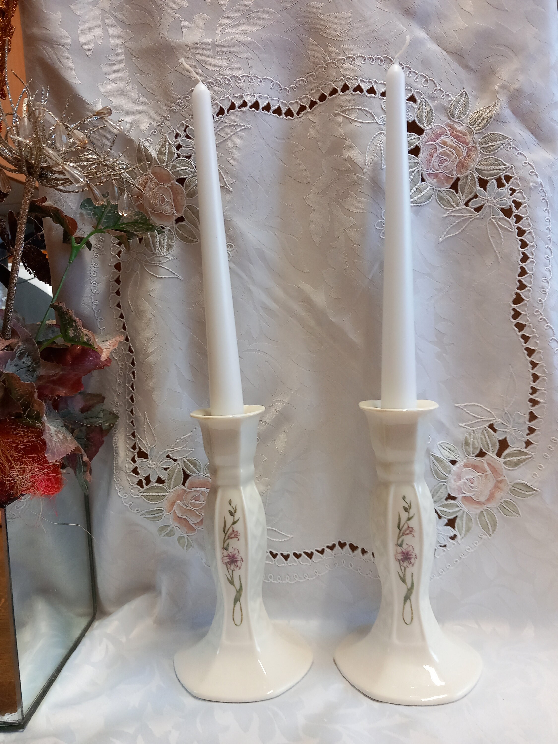 Pair of Belleek Country Trellis Candlesticks / Candle Holders - Etsy
