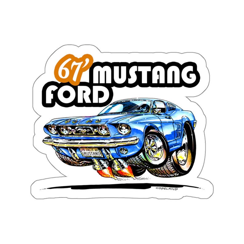 Vintage Car Kiss-cut Stickers, Classic Car Lover Gifts, 67 Ford Mustang ...