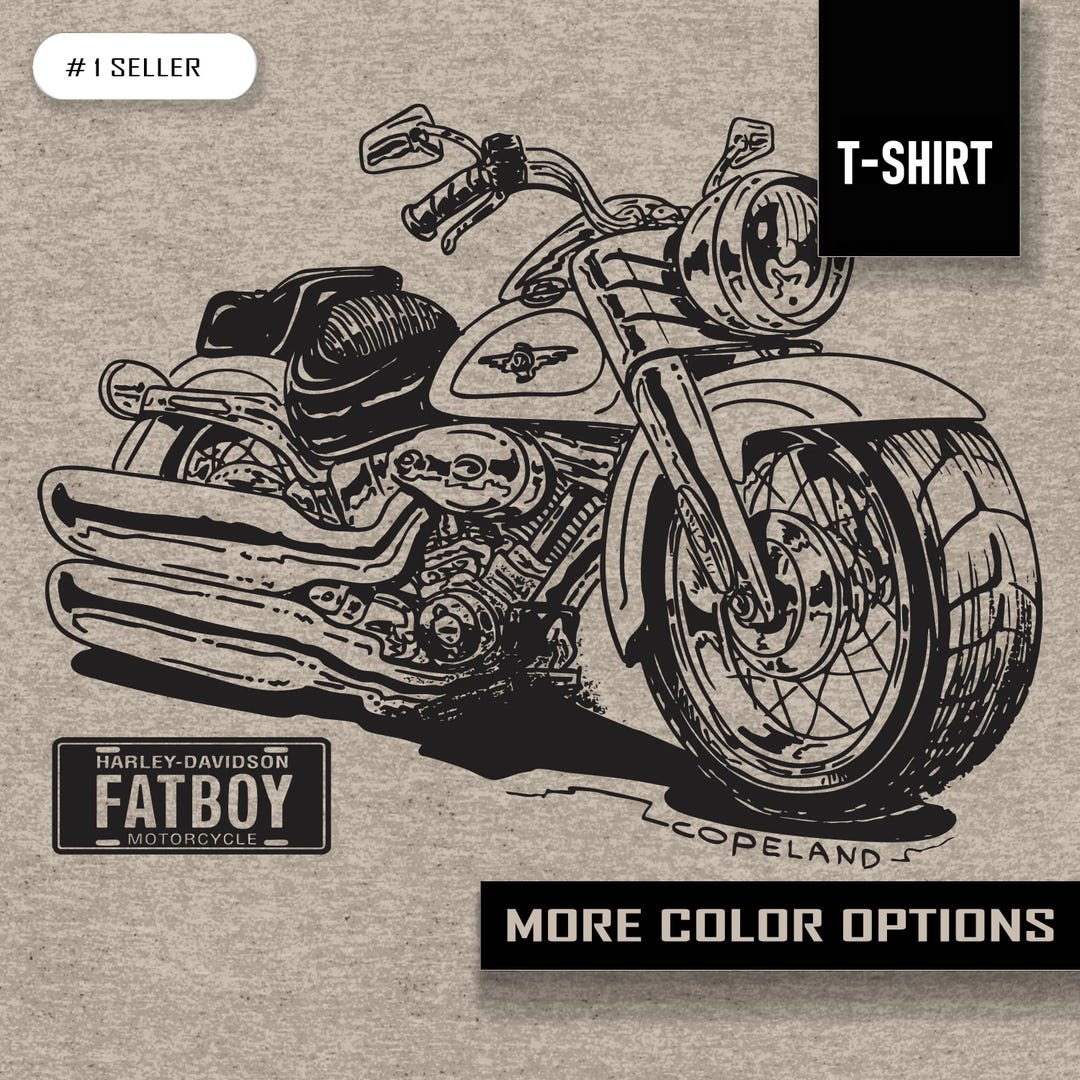 Vintage Harley Fatboy Graphic Tee - Retro Motorcycle T-shirt - Etsy