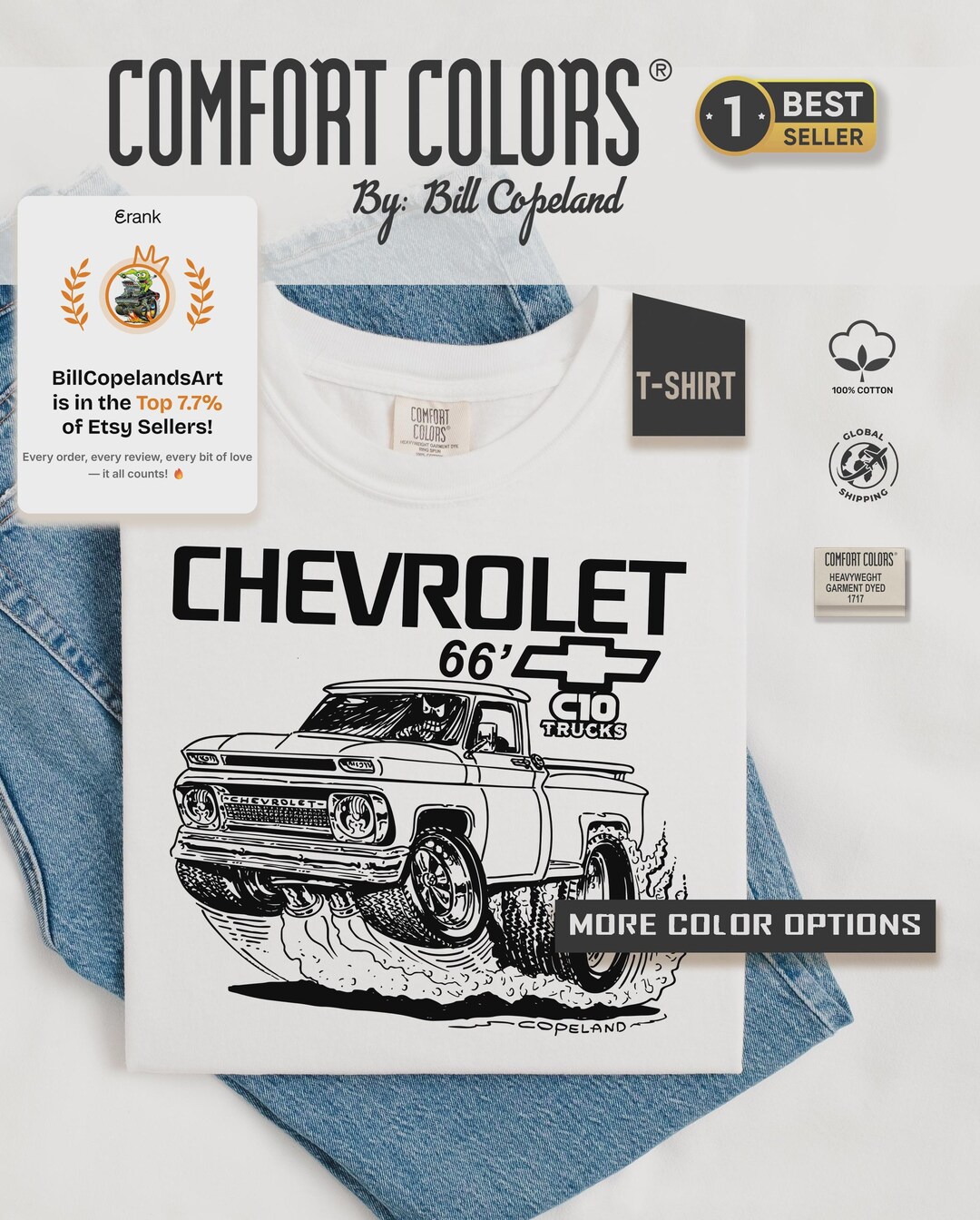 Chevy C10 Truck T-shirt: 1966 Side Step, Vintage Car Tee by Bill ...