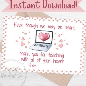 Printable Teacher Valentine's Day Card | Distance Learning Teacher ...