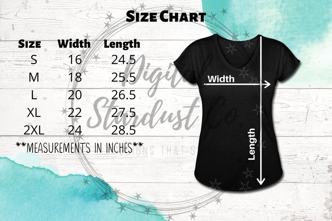 Anvil 6750VL Size Chart Mockup | V Necksize Chart | Sizing V-neck ...