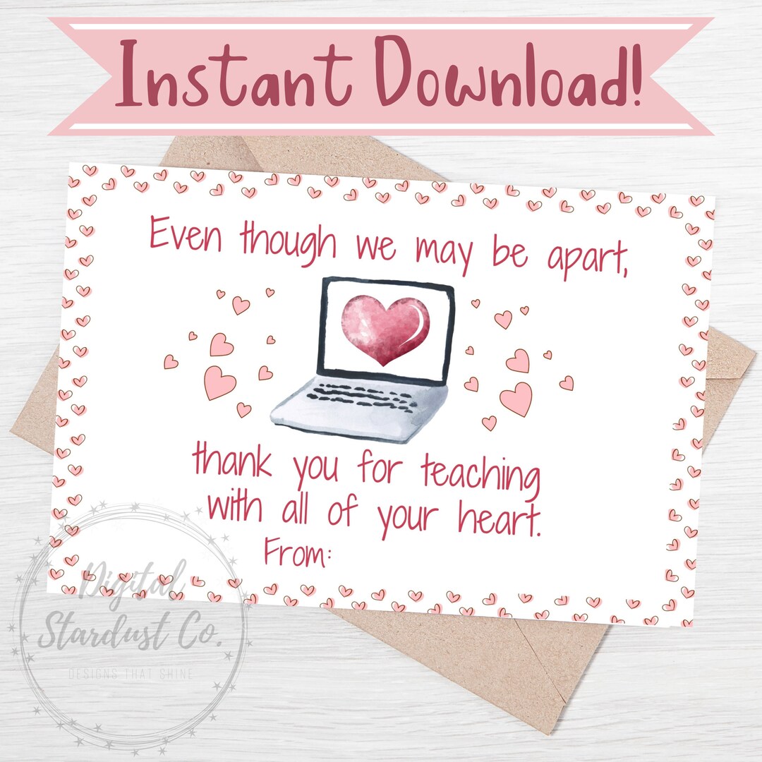 Printable Teacher Valentine's Day Card | Distance Learning Teacher ...