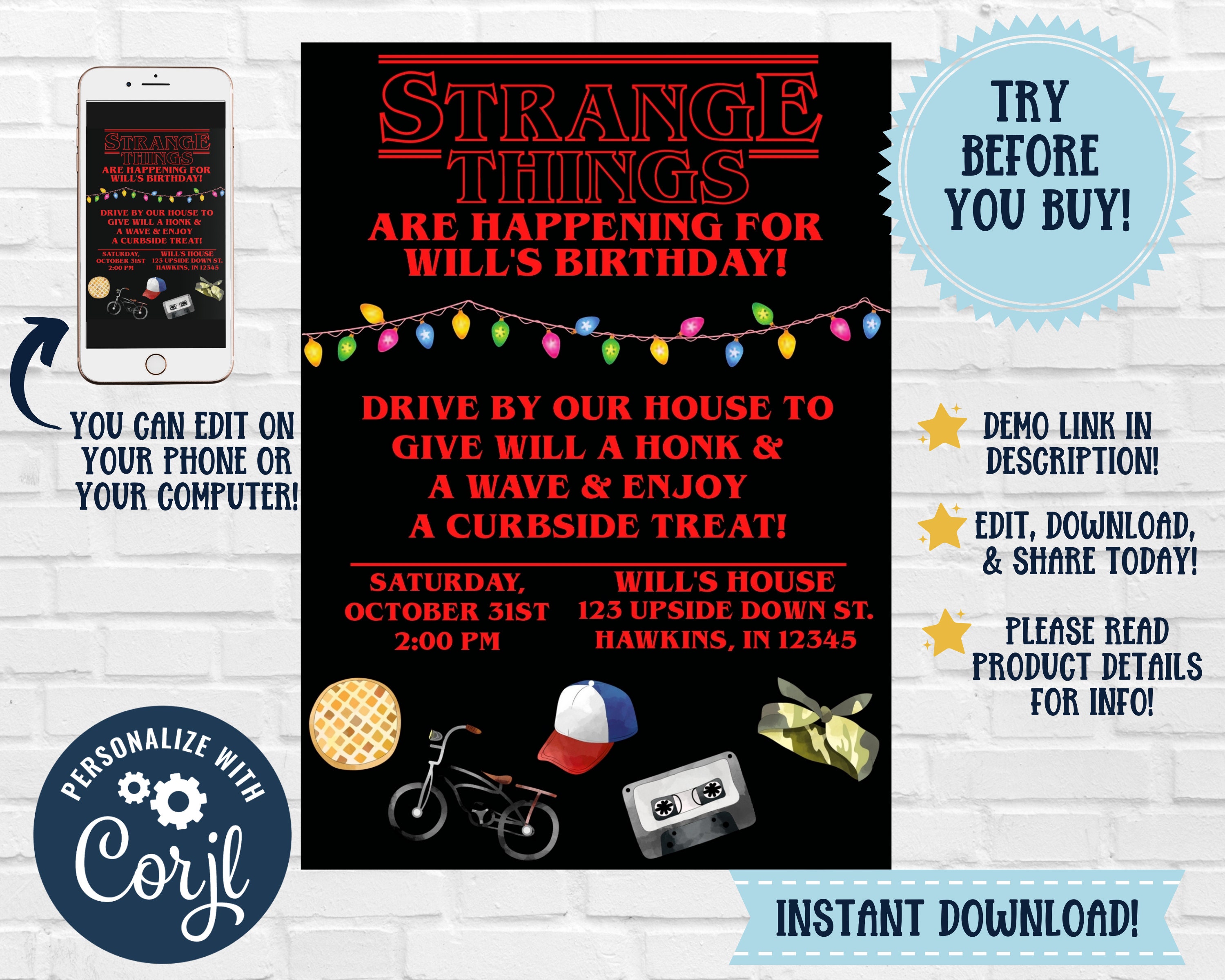 Invitación de cumpleaños editable de Stranger Things / - Etsy México