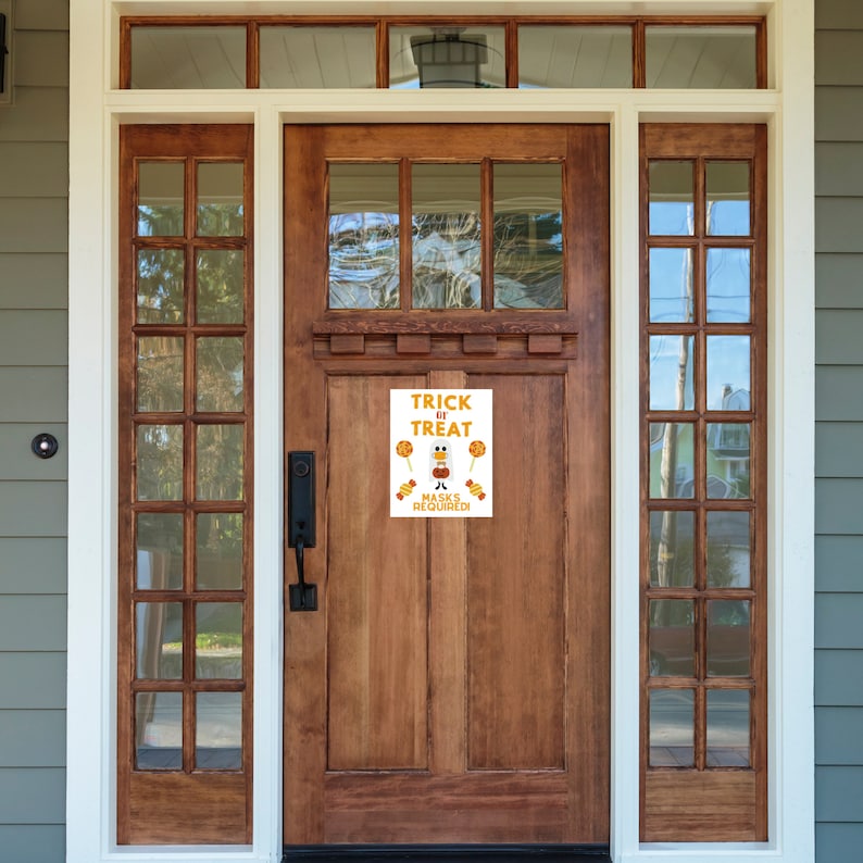 Printable Trick or Treating Mask Sign Halloween 2020 COVID Halloween ...