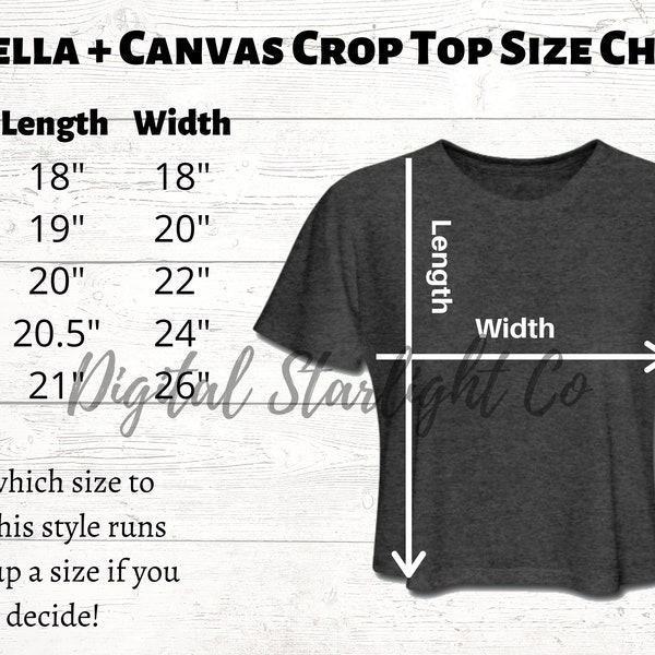 Bella Canvas 8882 Size Chart - Etsy