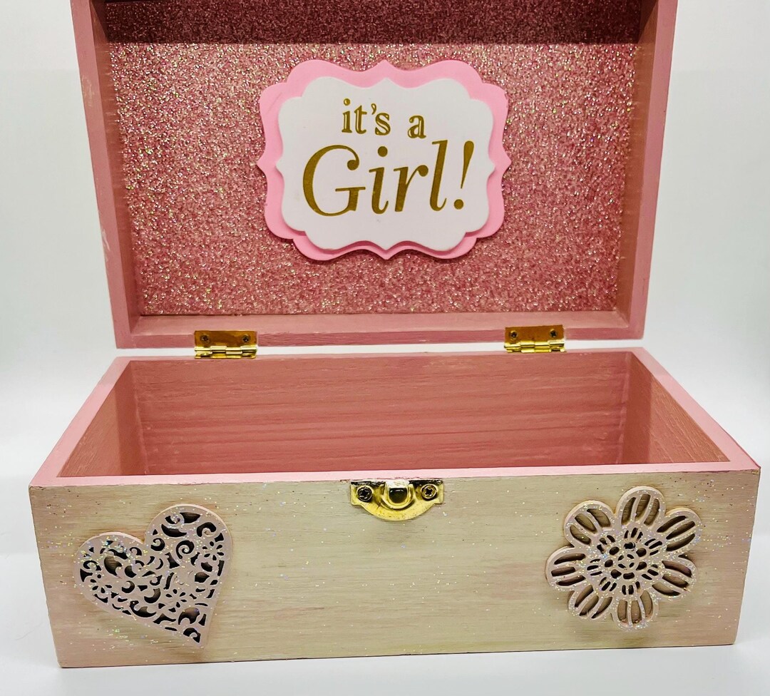 Personalized Baby Girl Keepsake Jewelry Box – Handmade Wooden Decoupage ...