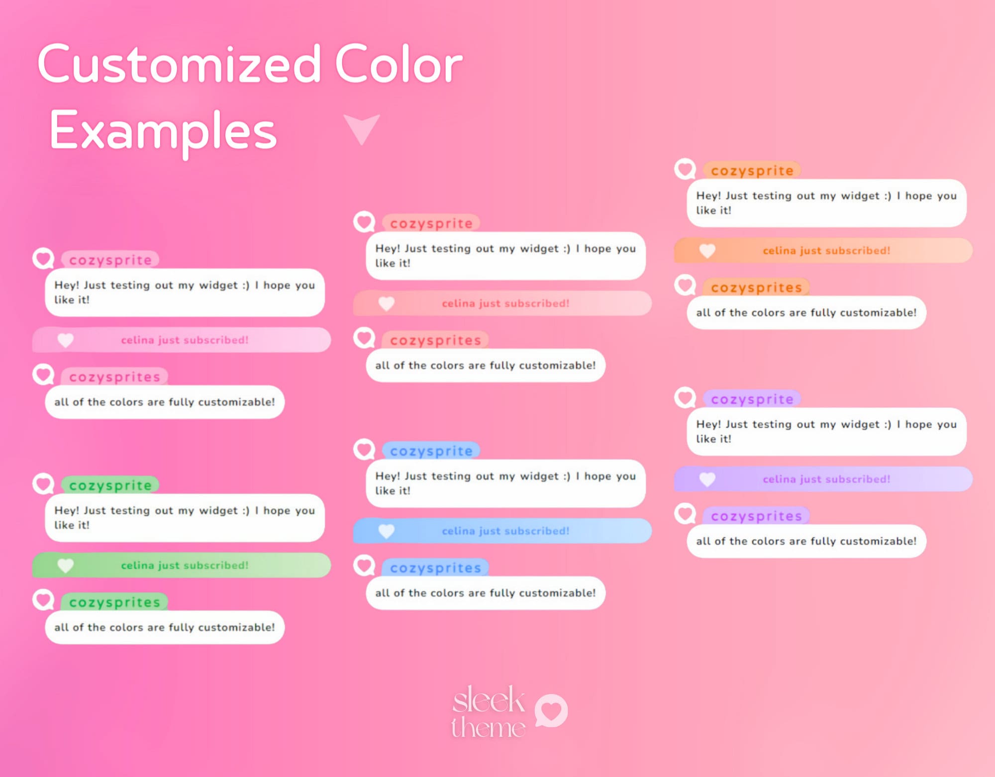 Sleek Chat Widget Customizable Colors, Cute Chat, Minimal Theme Pastel ...