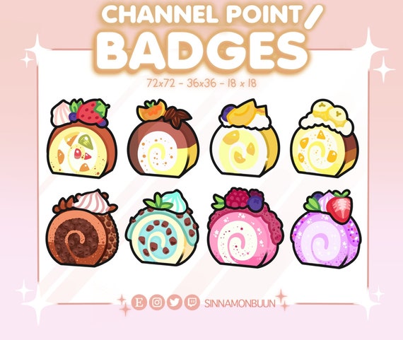 Sweet Roll Cake Pastry Badges Pastry Emote Kawaii Badges - Etsy