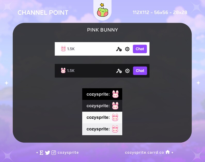 Pink Bunny Channel Point Bunny Emote Pink Coin Kawaii - Etsy