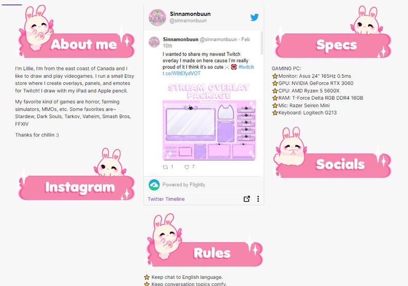 60 Cute Bunny Panels Cute Pink Simple Kawaii - Etsy