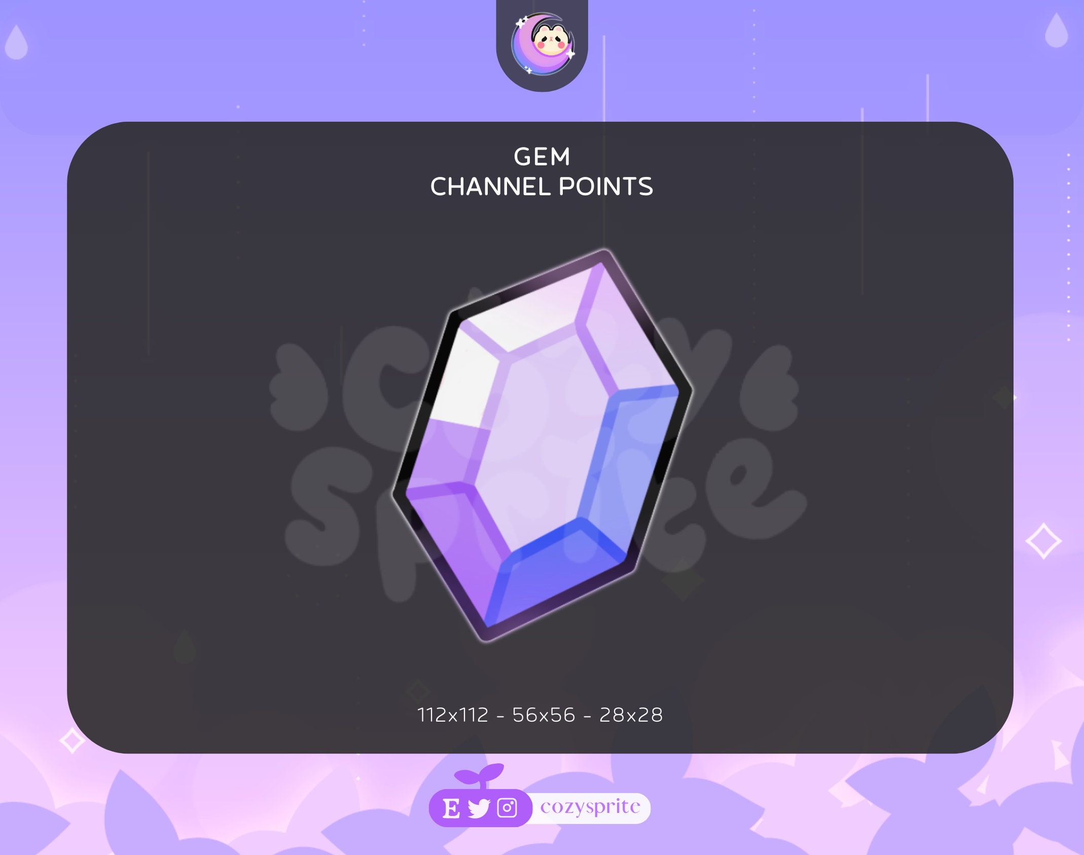 Purple Gem Point Twitch Channel Point Emote Badges - Etsy
