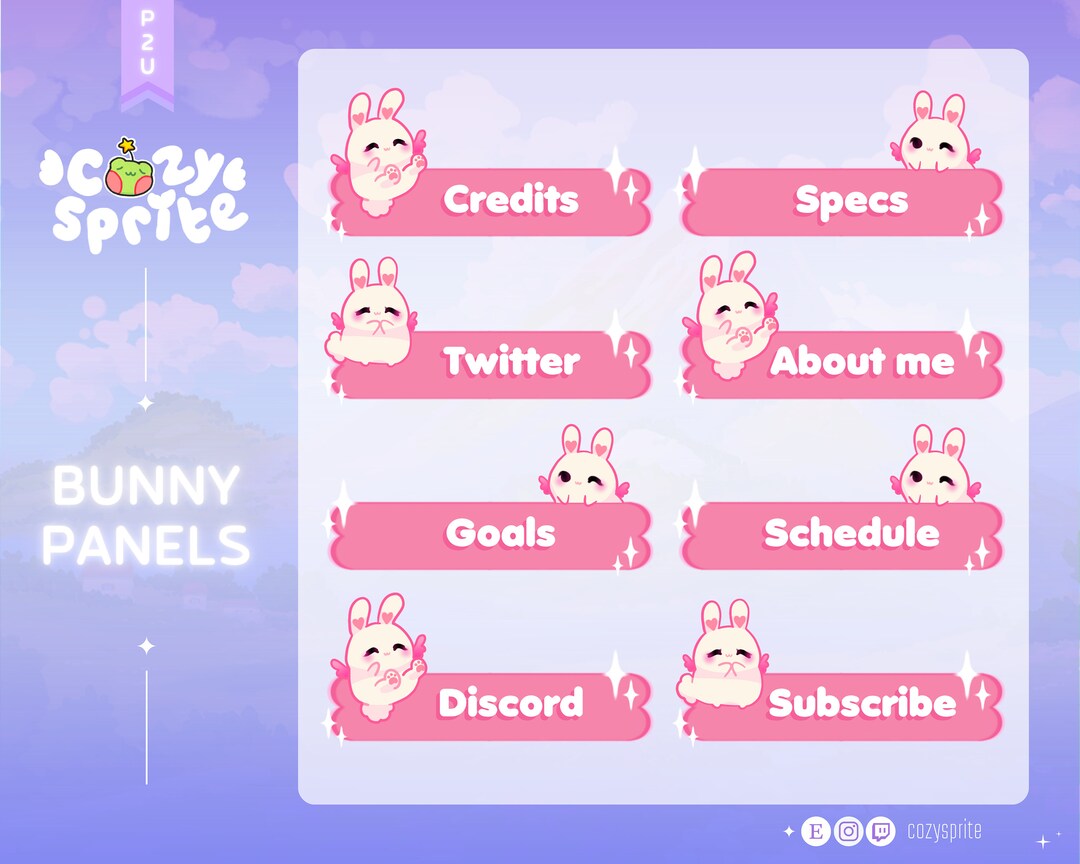 60 Cute Bunny Panels Cute Pink Simple Kawaii - Etsy