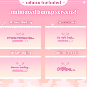 Pink Bunny Overlay Pack | Animated Stream Overlay Pack | Twitch Youtube ...