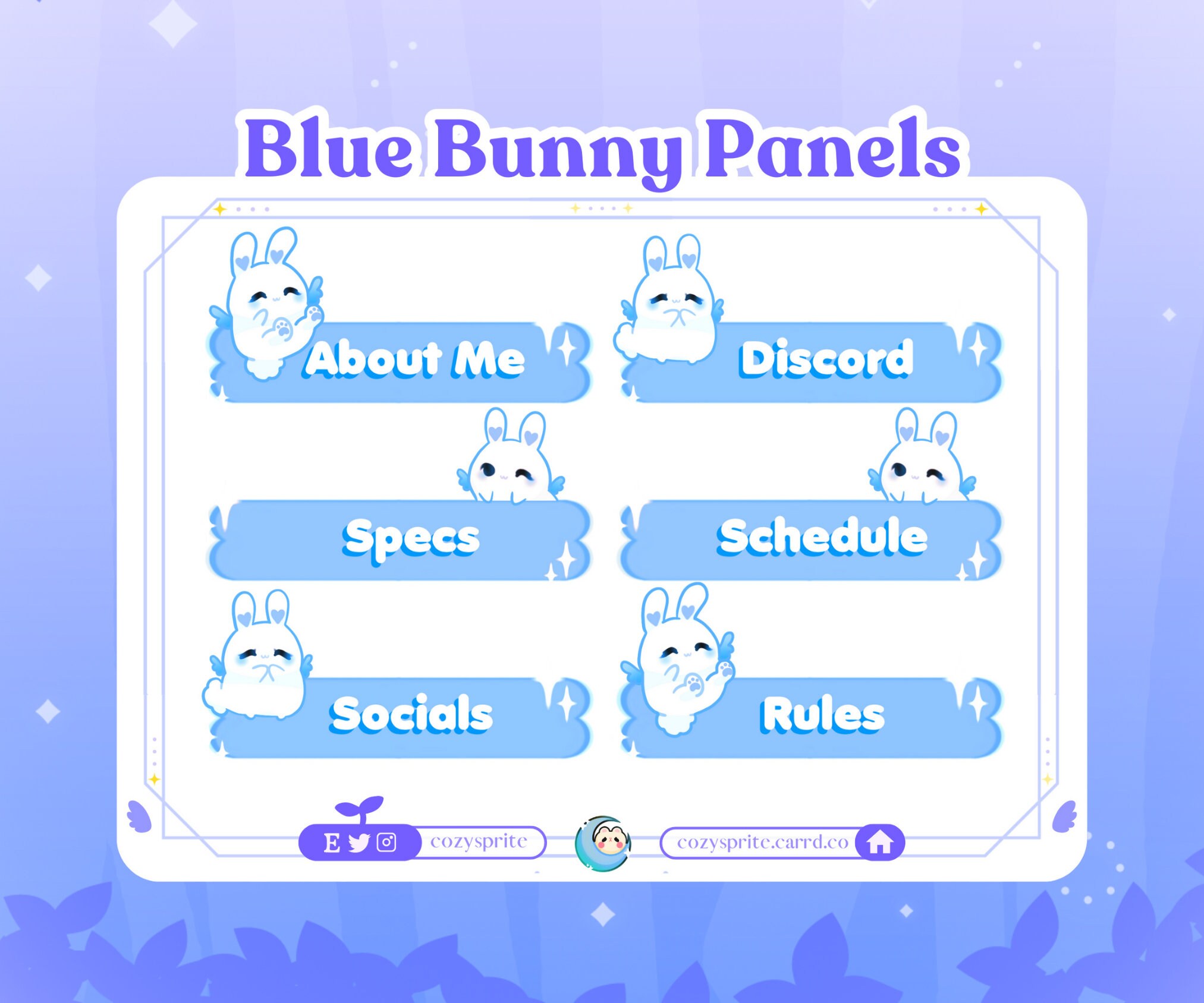 60 Cute Bunny Panels Cute Blue Simple Kawaii - Etsy