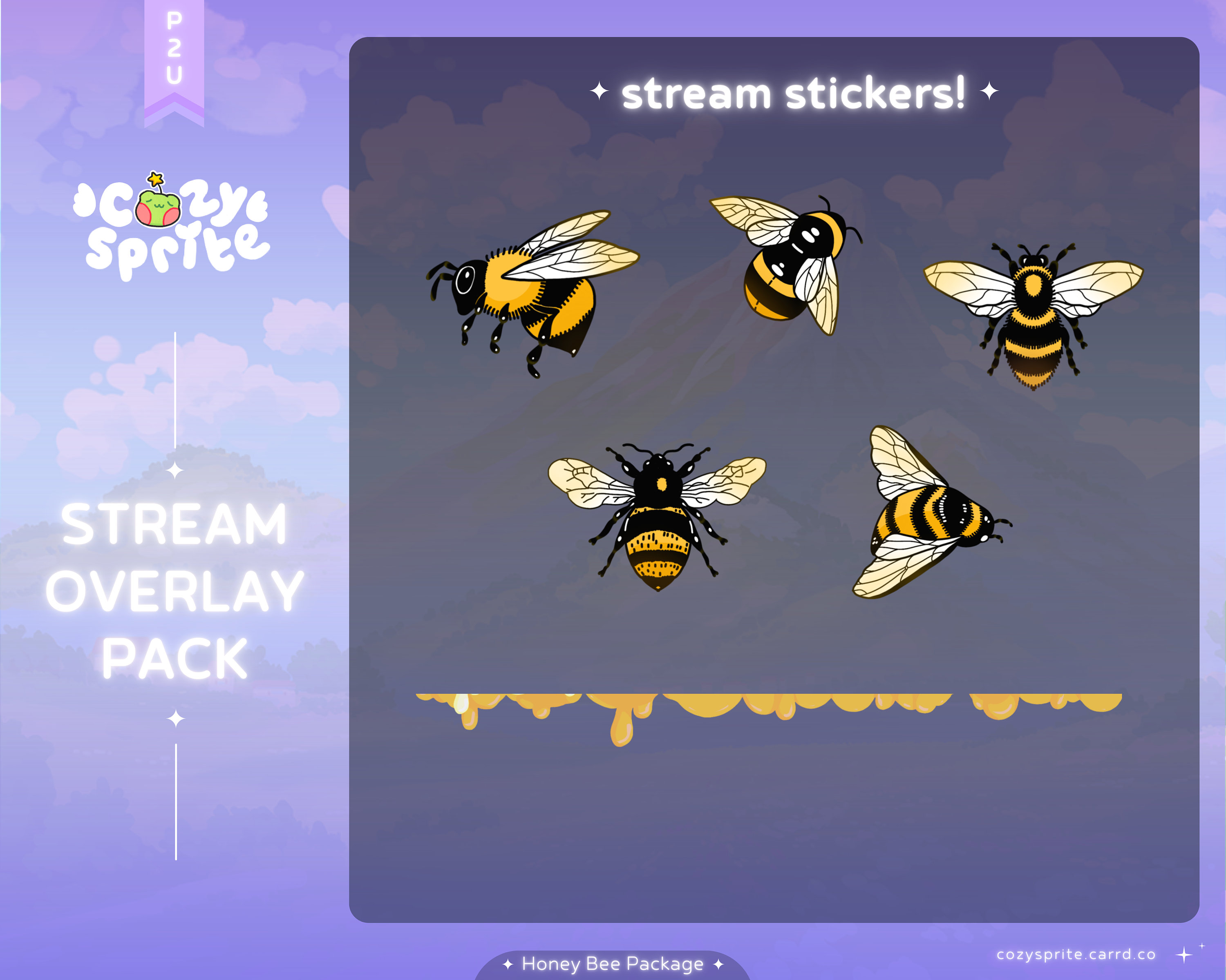 Honey Bee Overlay Pack | Animated Stream Overlay Pack | Twitch Youtube ...