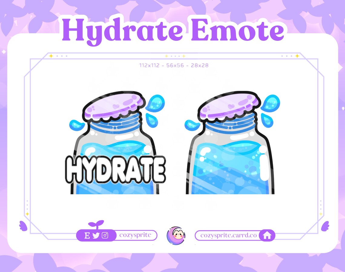 HYDRATE Emote | Drink Water | Emotes for Streaming | Cute | Twitch ...