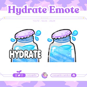HYDRATE Emote | Drink Water | Emotes for Streaming | Cute | Twitch ...