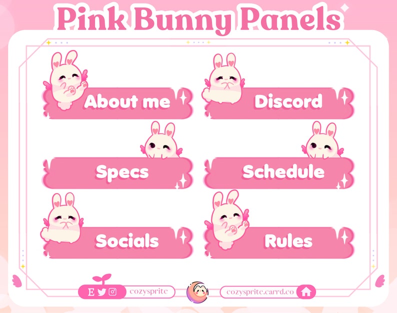 60 Cute Bunny Panels Cute Pink Simple Kawaii - Etsy