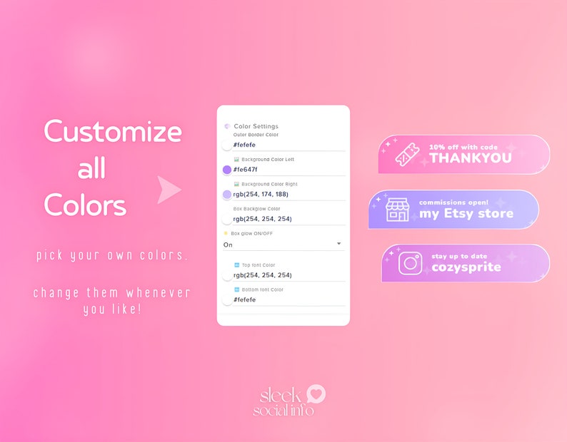 Social Media Rotator Widget | Info Box | Customizable Colors, Cute Chat ...