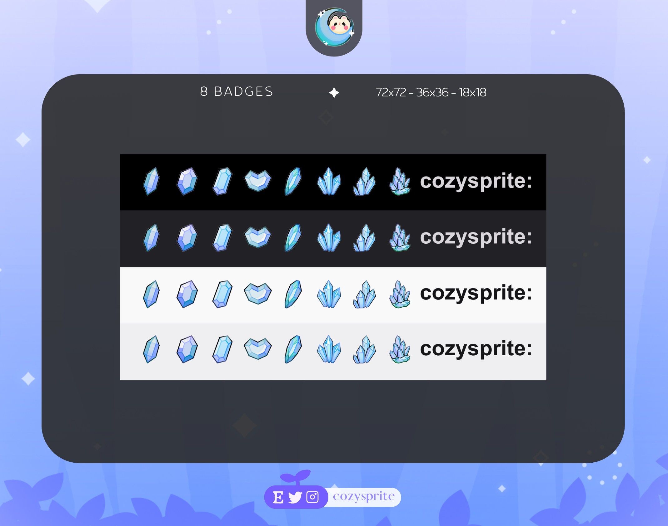 Crystal Gem Badges Blue Crystal Emote Bit Badges Badges for Streaming ...