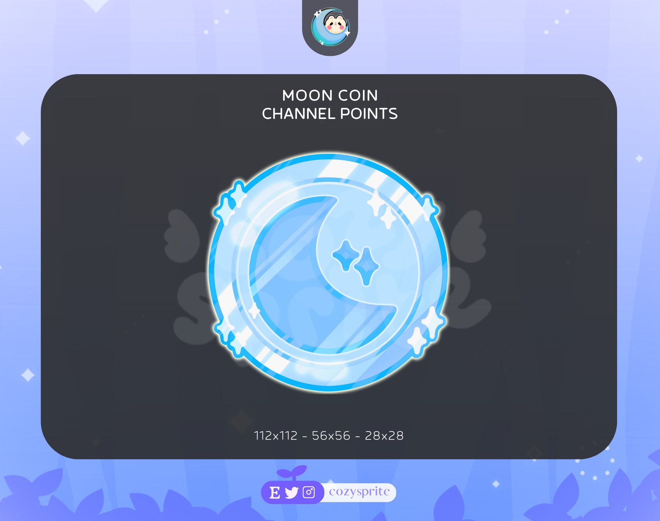 Blue Moon Coin Channel Point Pastel Moon Emote Blue Coin Kawaii - Etsy
