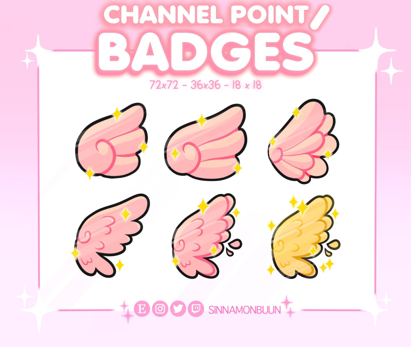 Pink Wing Badges Pink Winged Emotes Angel Wing Emote - Etsy